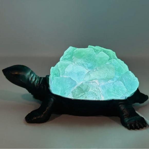 Other | Fluorite Turtle Shaped Lamp With Glowing Green Shell | Poshmark